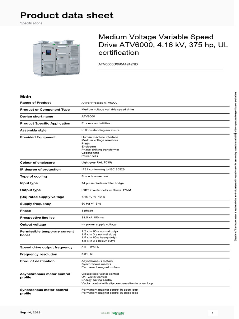 Medium Voltage Variable Speed Drive Specs | PDF | Power Engineering ...