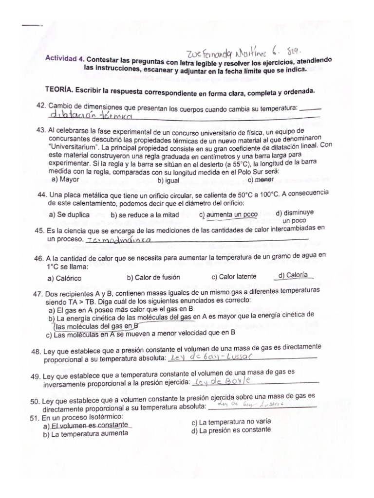 Actividad 4. Contestar Las Preguntas Con Letra Legible y Resolver Los ...