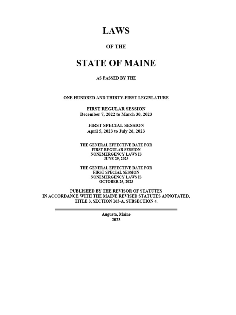 Maine Legislative Laws 2023 | PDF | Veto | Governance