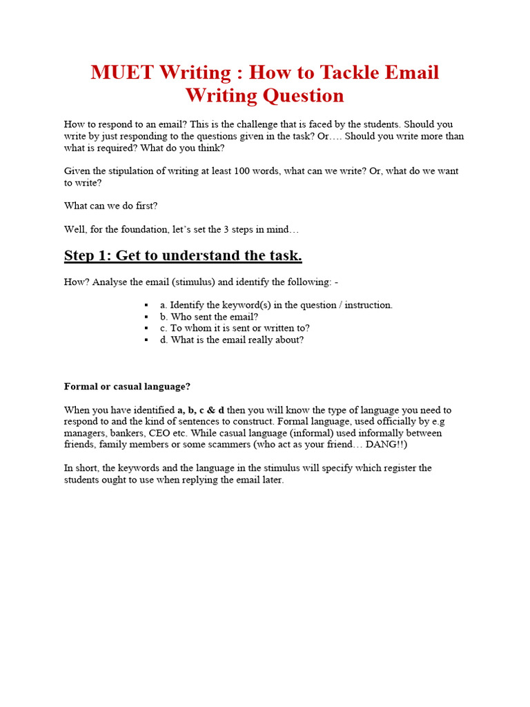 MUET Writing Email Sample | PDF | Human Communication