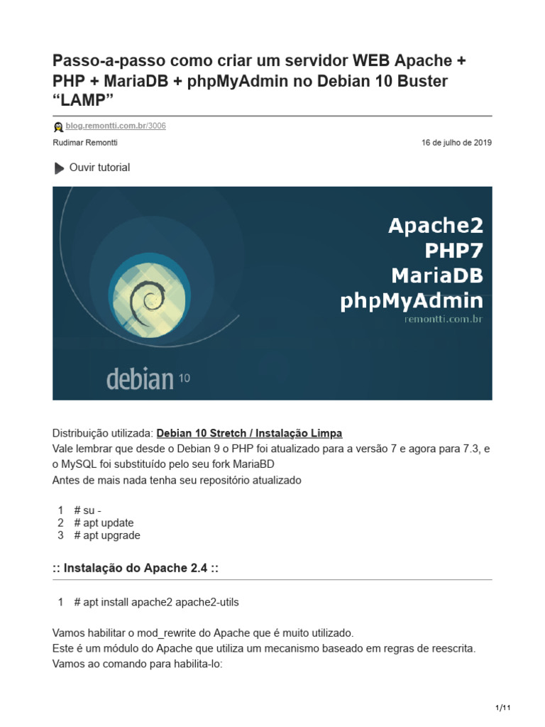 Passo-A-passo Como Criar Um Servidor WEB Apache PHP MariaDB PhpMyAdmin ... Passo-A-passo Como Criar Um Servidor WEB Apache PHP MariaDB PhpMyAdmin ...