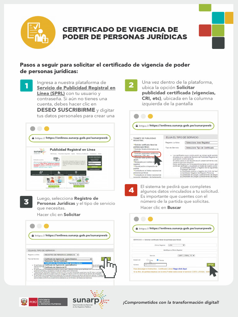 Certificado de Vigencia de Poder de Personas Jurídicas - Pasos A Seguir | PDF | Informática ...