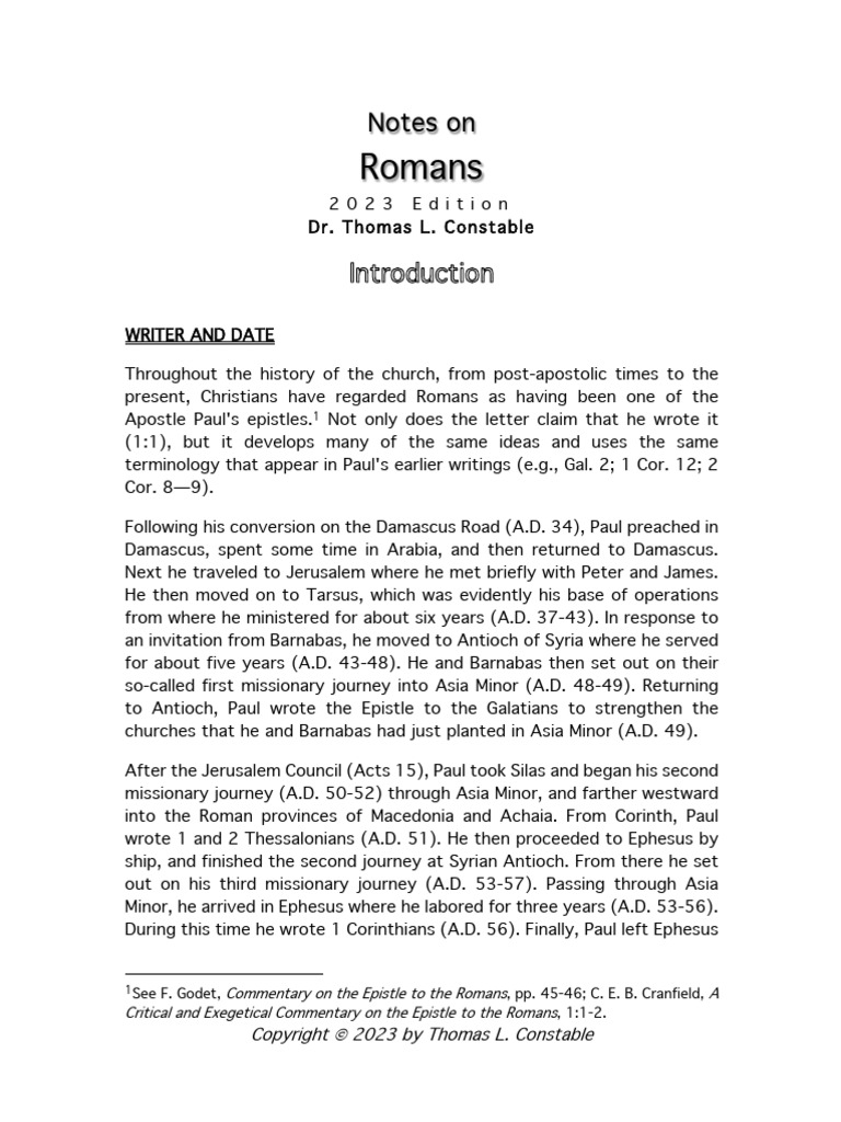 Romans | PDF | Paul The Apostle | Epistle To The Romans