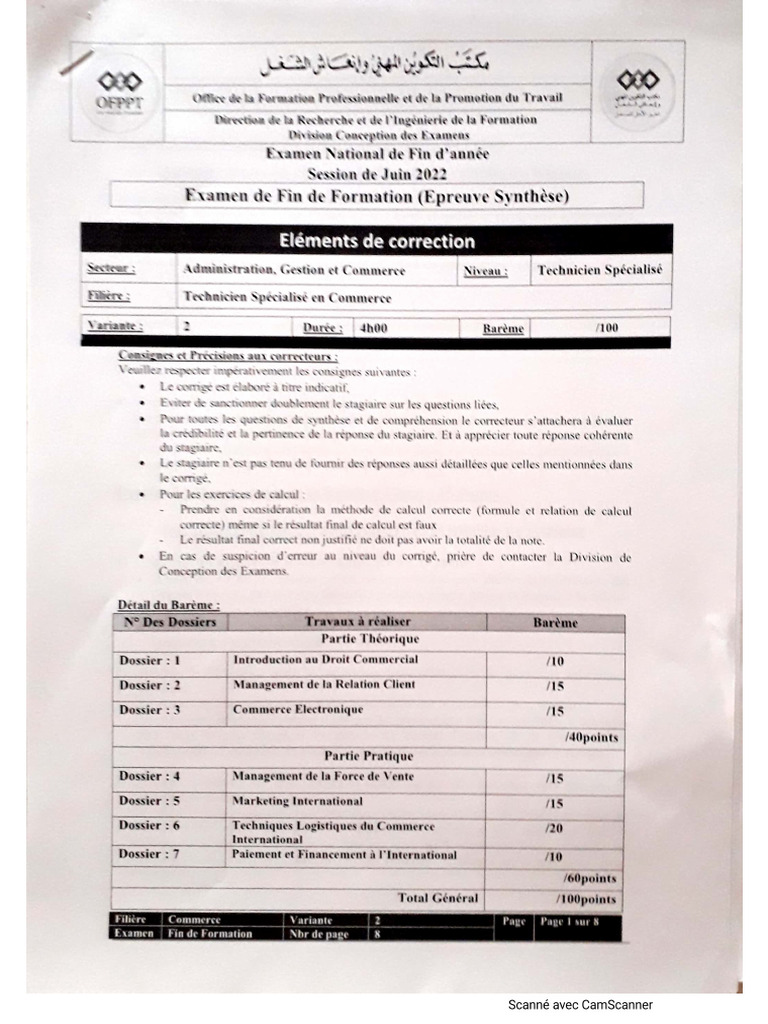 Corrigé EFF TSC 2022 V2 | PDF