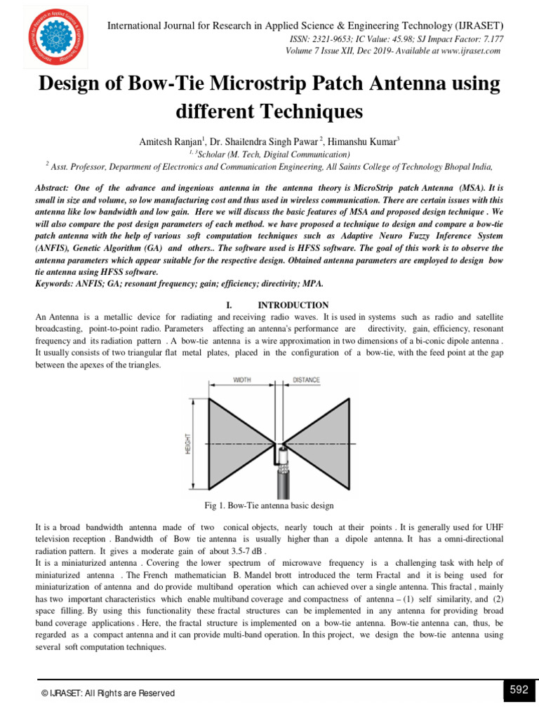 Design of Bow Tie Microstrip Patch Anten | PDF