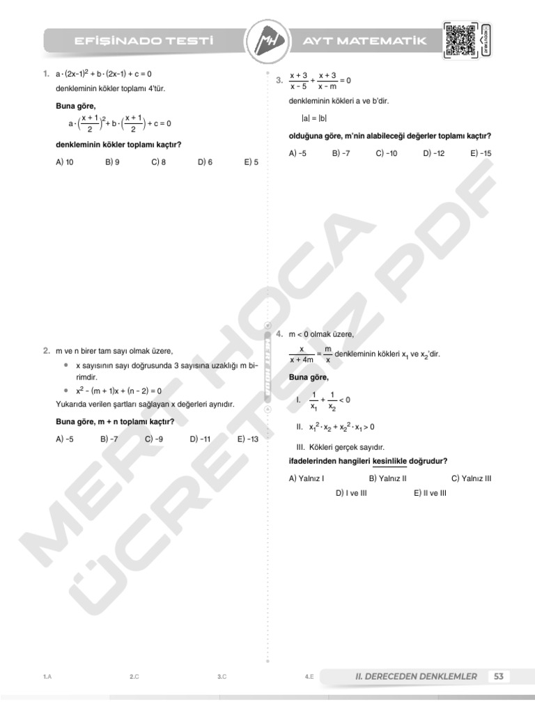 Dereceden Denklemler | PDF