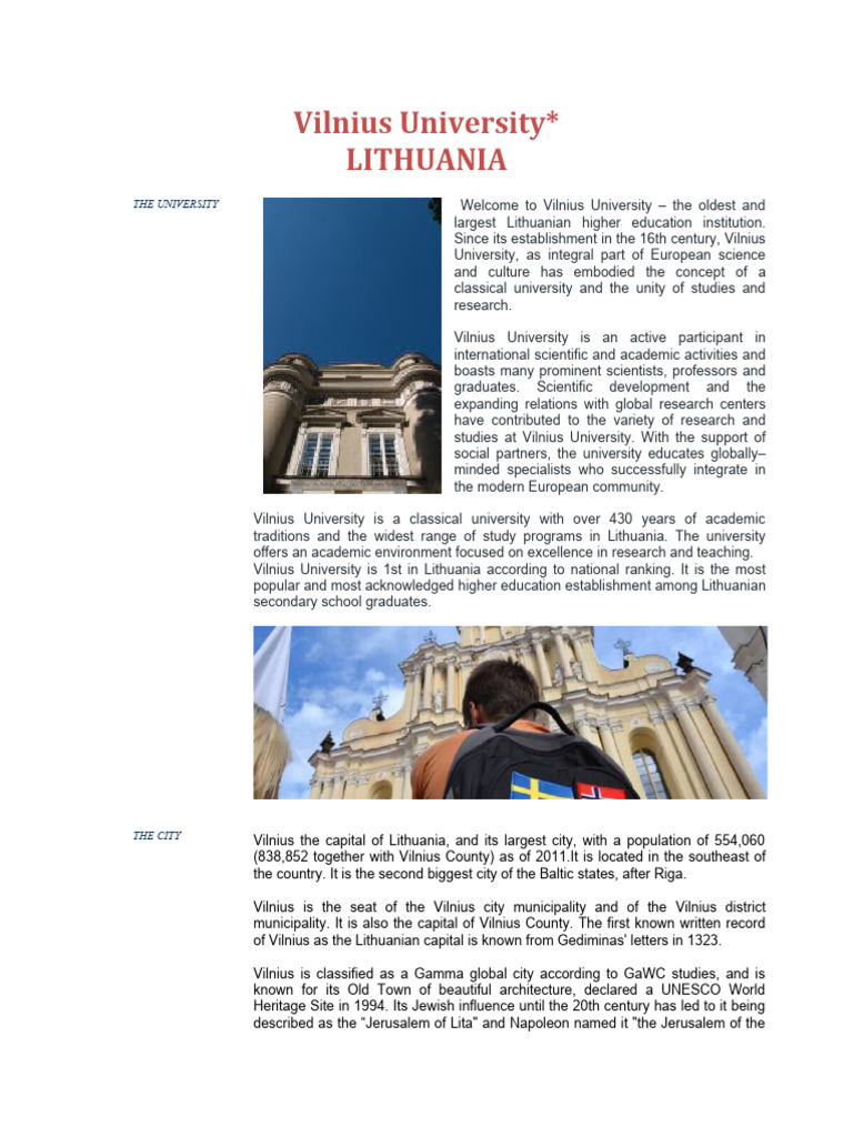 Vilnius University Student Guide 2023 | PDF | Cost Of Living | Lithuania