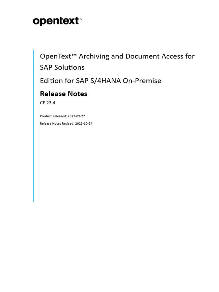 OpenText Archiving and Document Access For SAP Solutions 23.4 - Edition ...