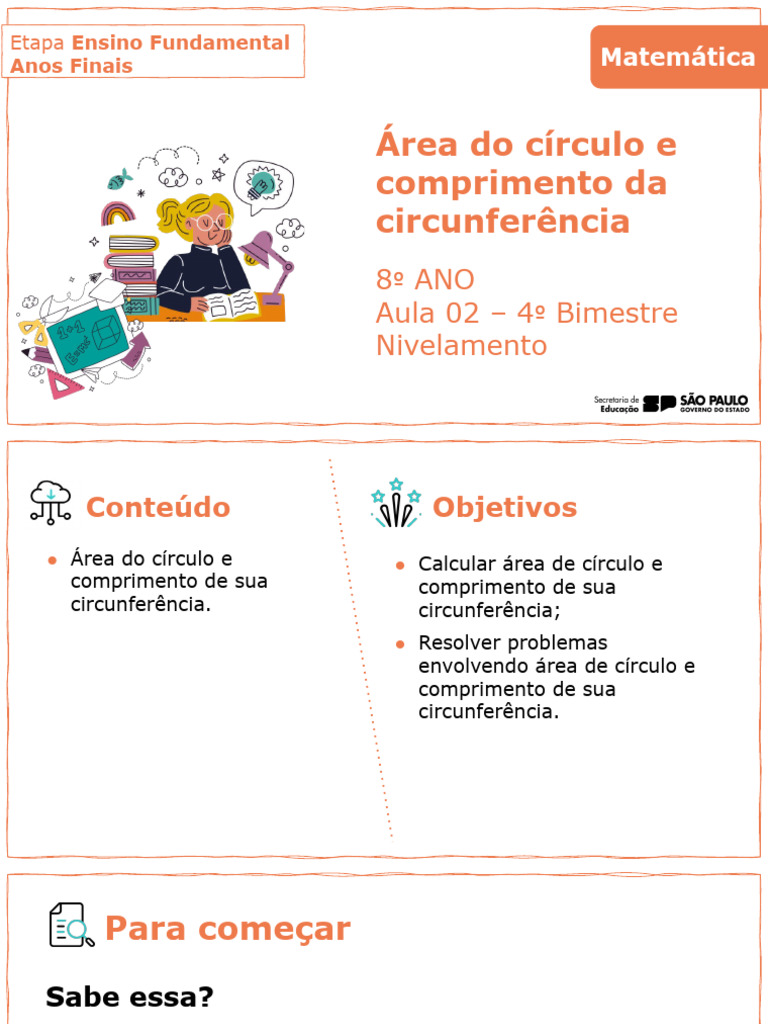 Aula 2 - Área Do Círculo e Comprimento de Sua Circunferência ...