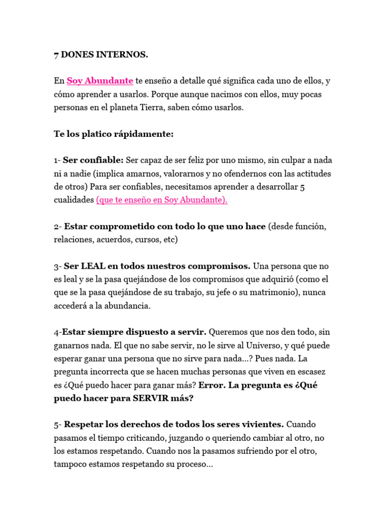 7 Dones Internos para la Abundancia | PDF | Relaciones personales ...