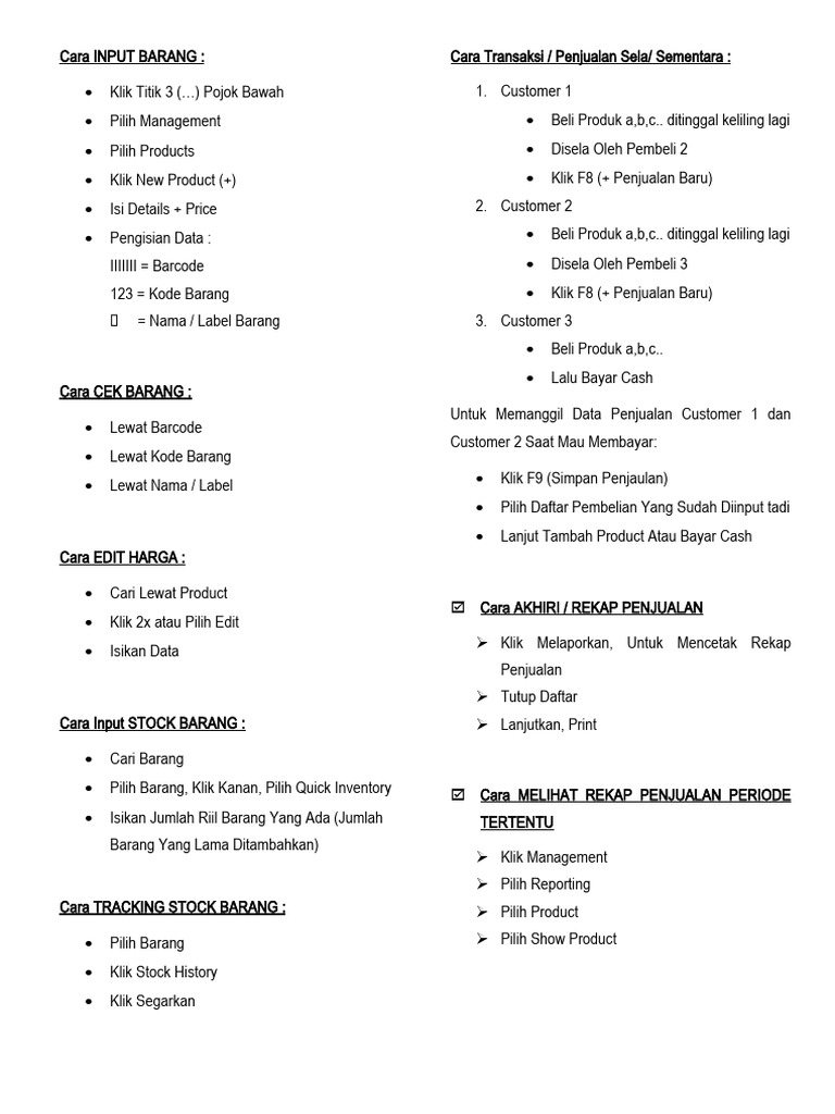 Cara INPUT BARANG | PDF