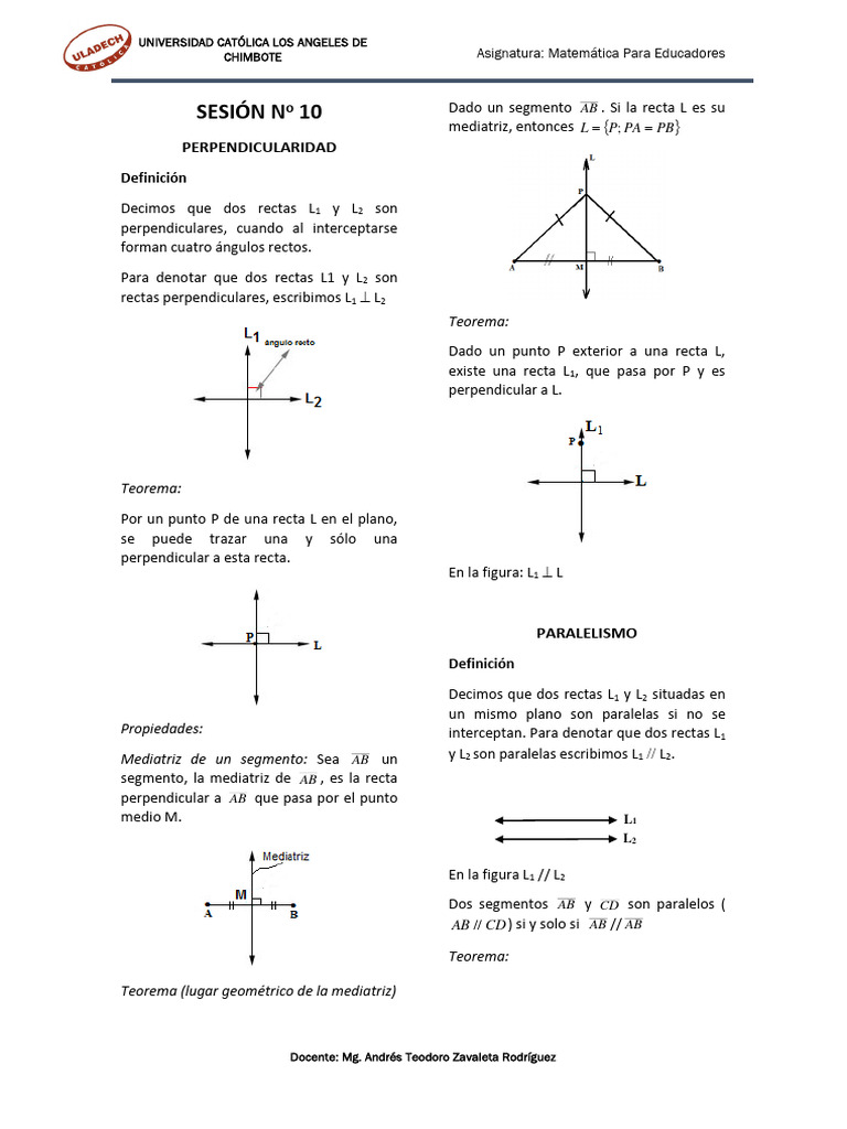 Paralelismo y Perpendicularidad | PDF | Perpendicular | Triángulo
