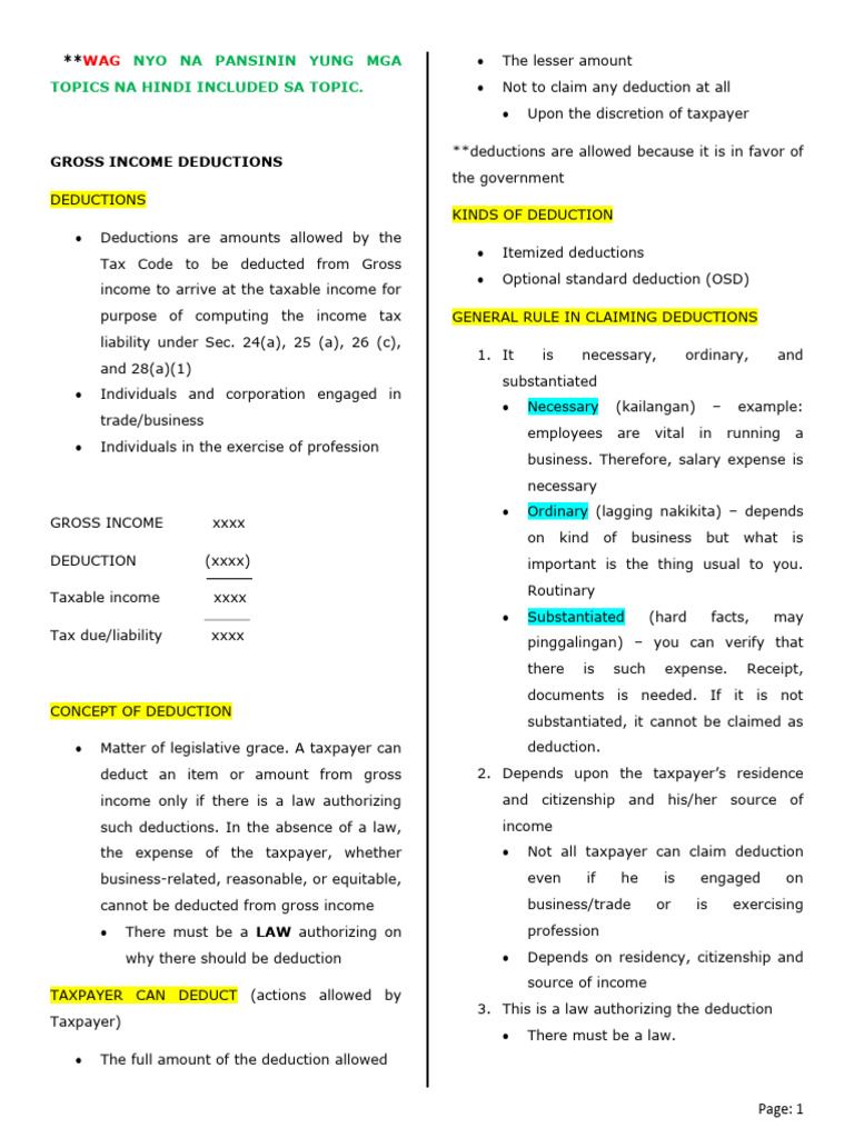 Understanding Tax Deductions and Exclusions | PDF | Tax Deduction | Expense