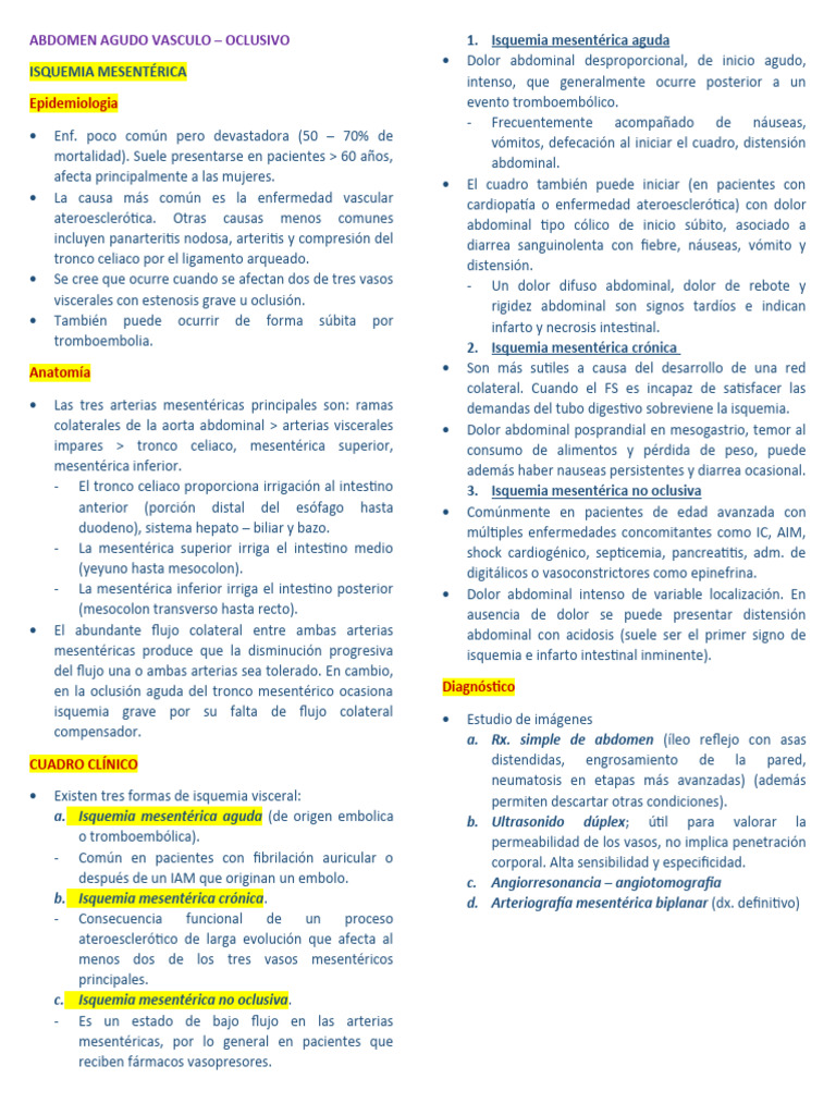 Abdomen Agudo Vasculo Oclusivo | PDF | Abdomen | Isquemia