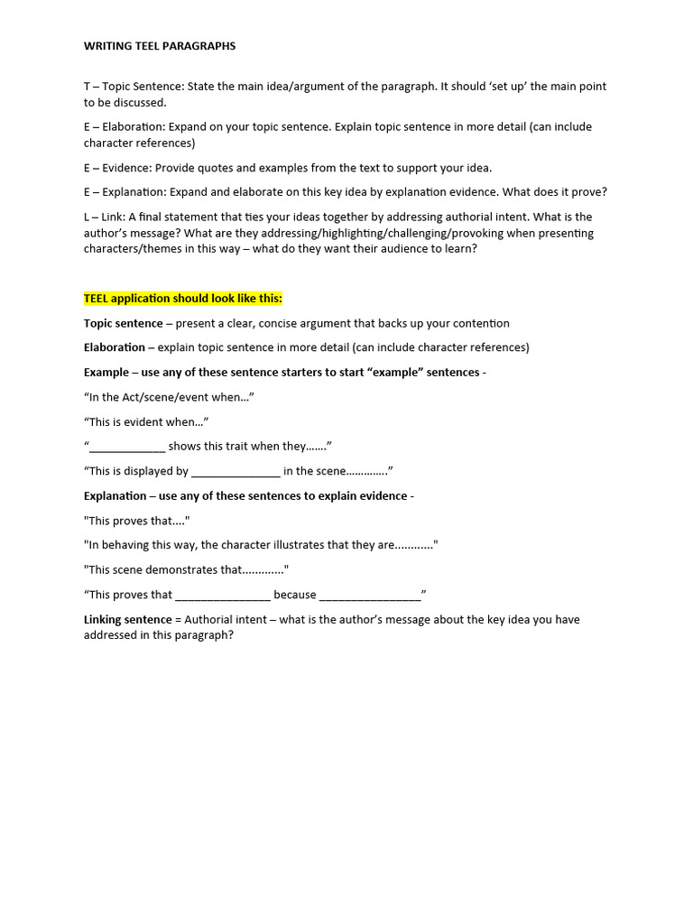 How to Write TEEL Paragraphs | PDF | Human Communication