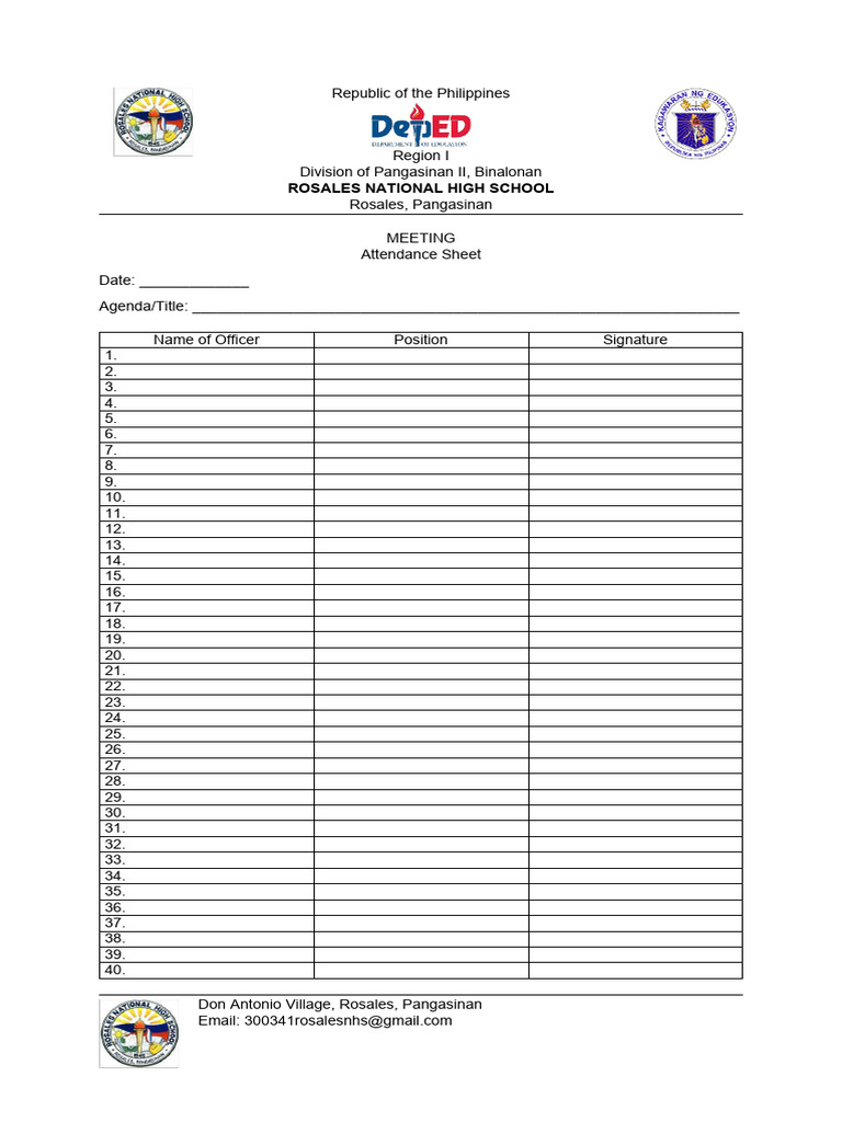 MEETING Attendance Sheet | PDF