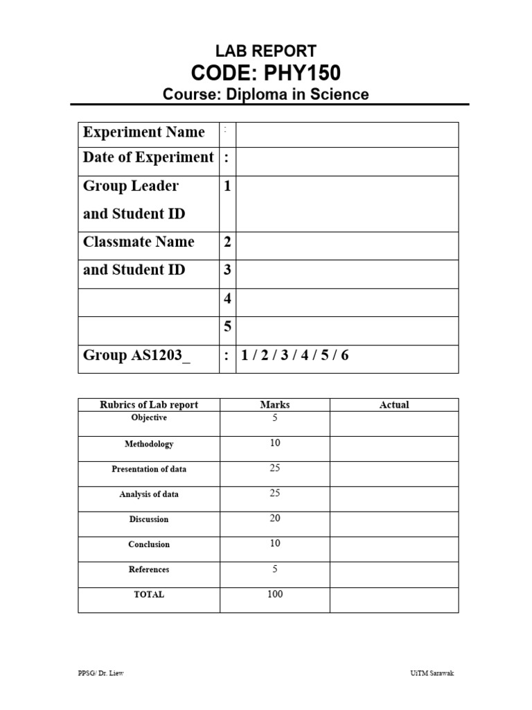 Lab Phy150 Cover | PDF