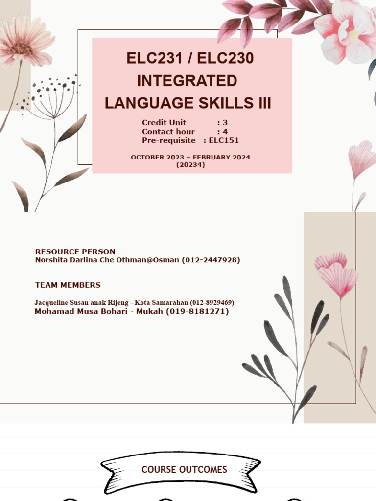 ELC231 Course Briefing (UiTM Sarawak) - Oct2023 - Feb2024 | PDF | Essays | Pedagogy