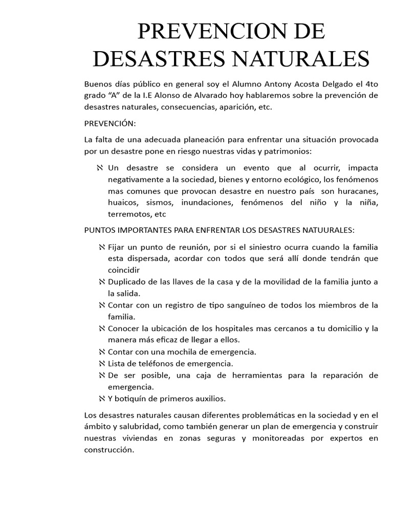 Prevencion de Desastres Naturales | PDF