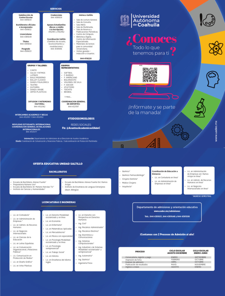 Folleto Oferta Educativa y Servicios Uadec - 2023 Version 22 Agosto | PDF