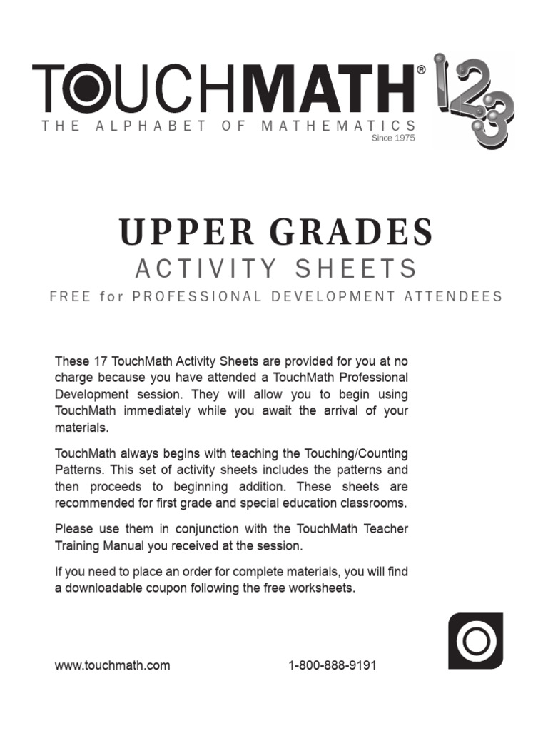 TouchMath UG Kit Addition Sample Set | PDF | Special Education | Behavior Modification