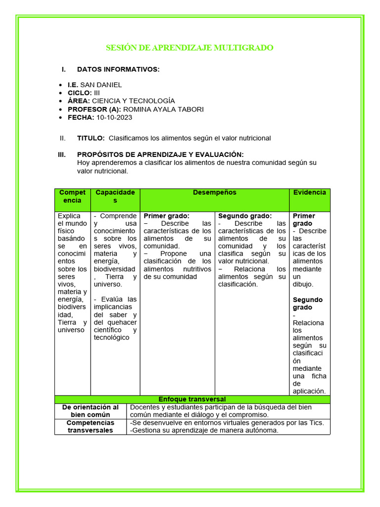 Sesión de Aprendizaje #2 Cyt San Daniel | PDF | Evaluación | Aprendizaje