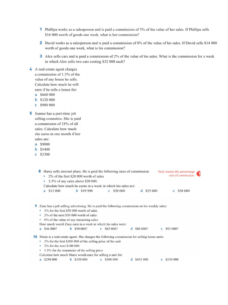 Commission Worksheet | PDF