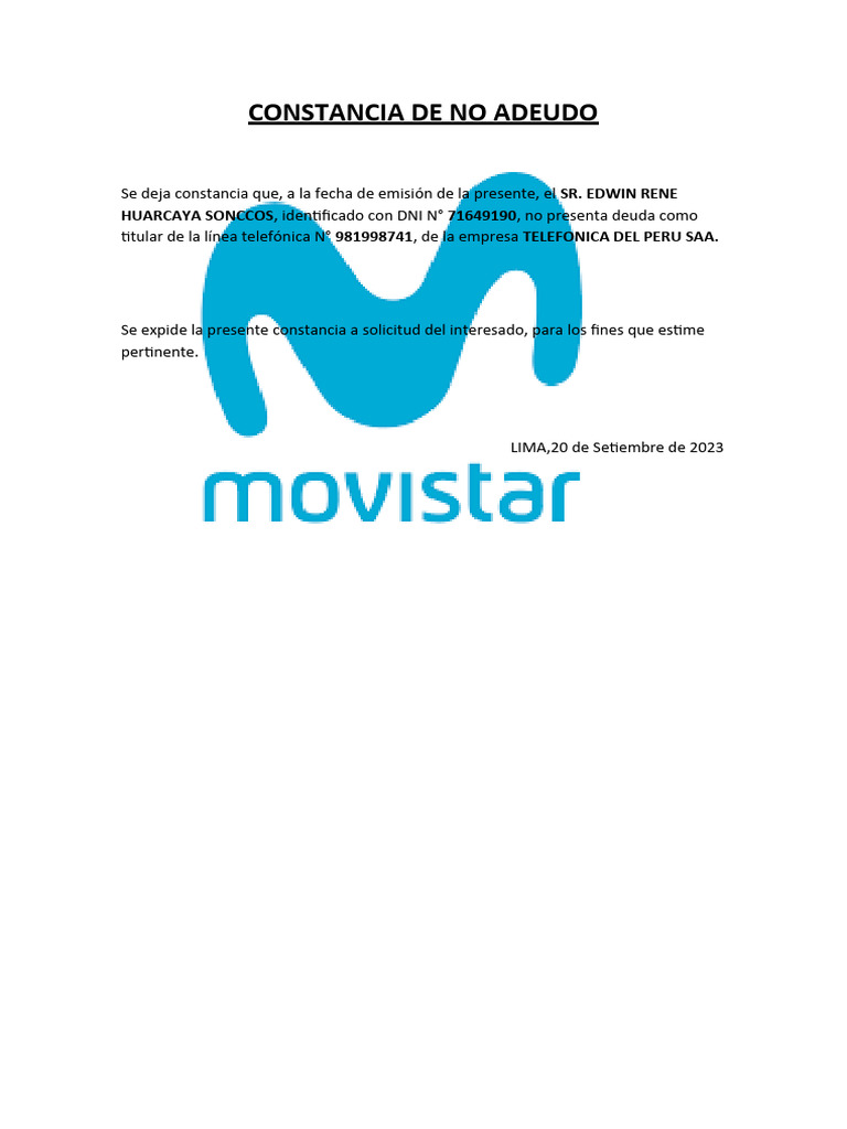 Constancia de No Adeudo | PDF