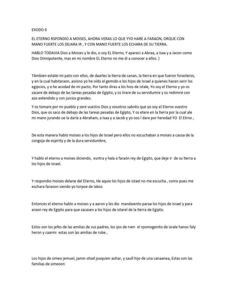 Exodo 6 | PDF | Moisés | Libro del éxodo