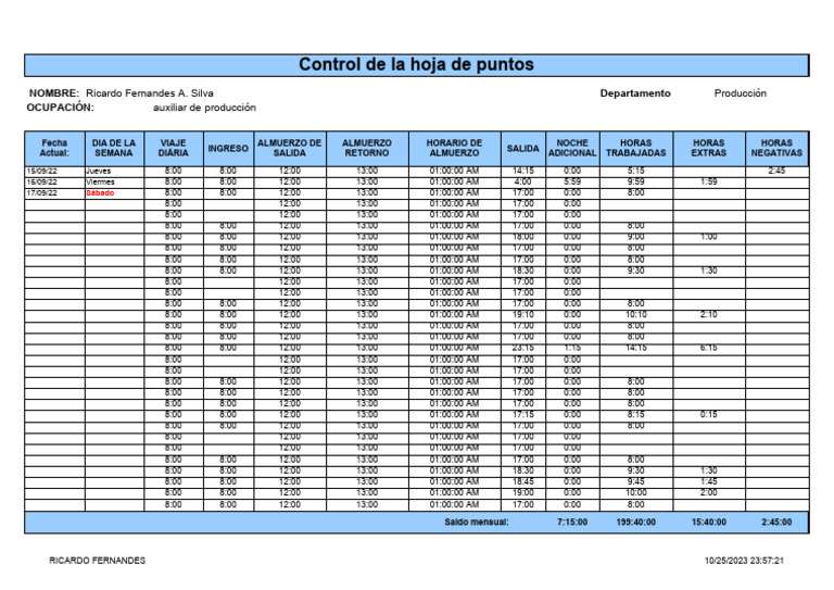 Control de La Hoja de Puntos | PDF
