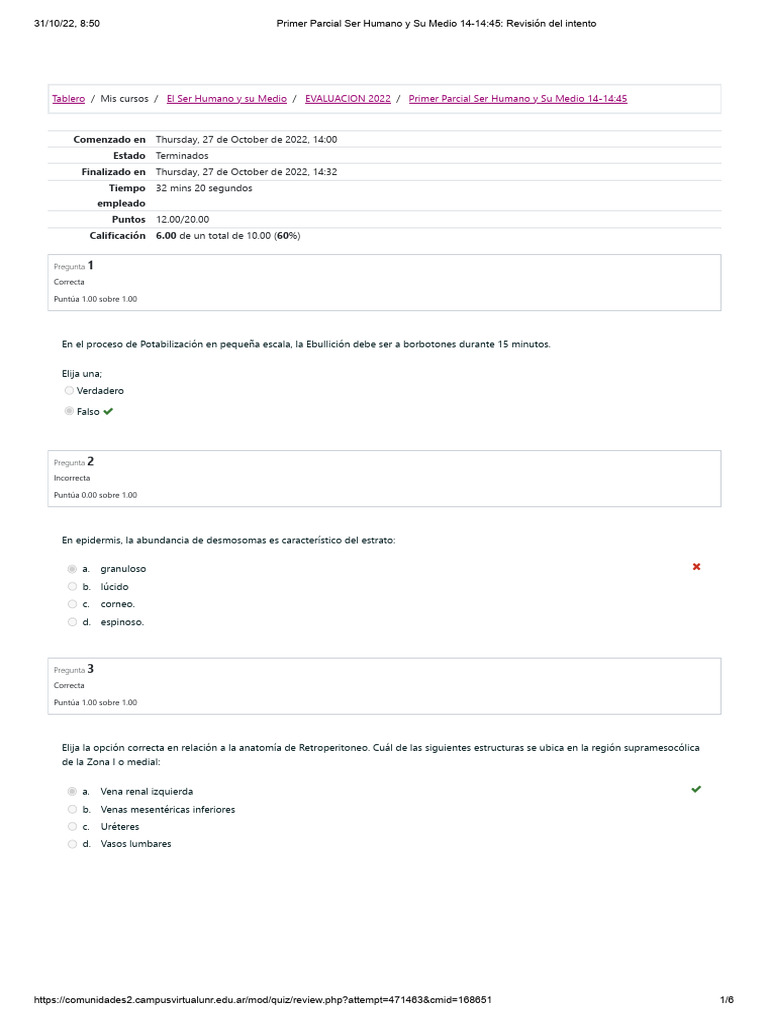 Primer Parcial Ser Humano y Su Medio 14-14-45 - Revisión Del Intento | PDF