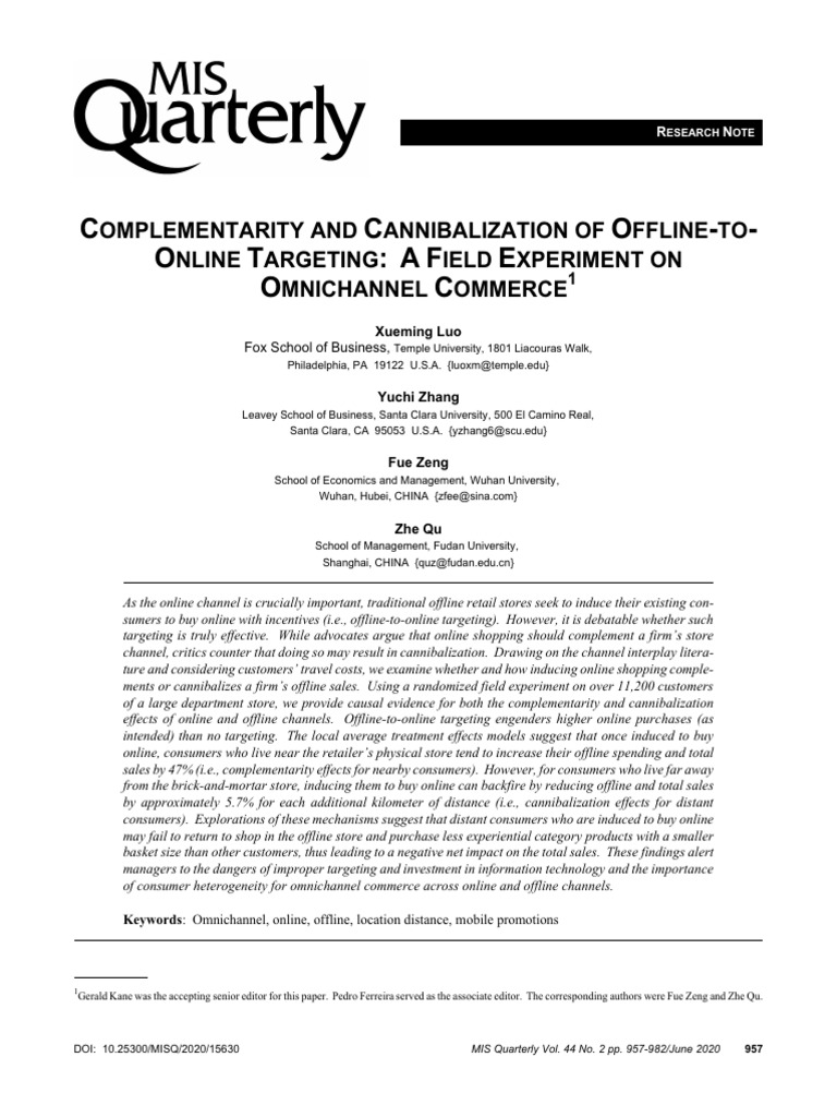#9. Complementary and Cannibalization of Offline-To-Online Targeting A Field Experiment On ...