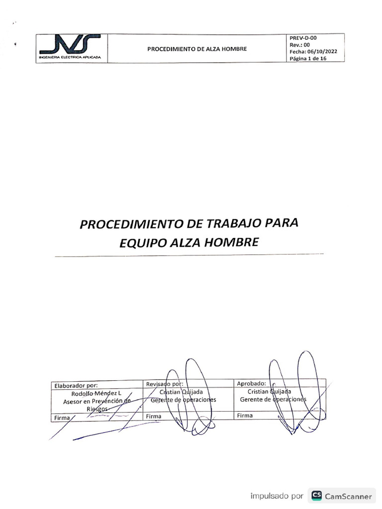 Procedimiento Alza Hombre. | PDF