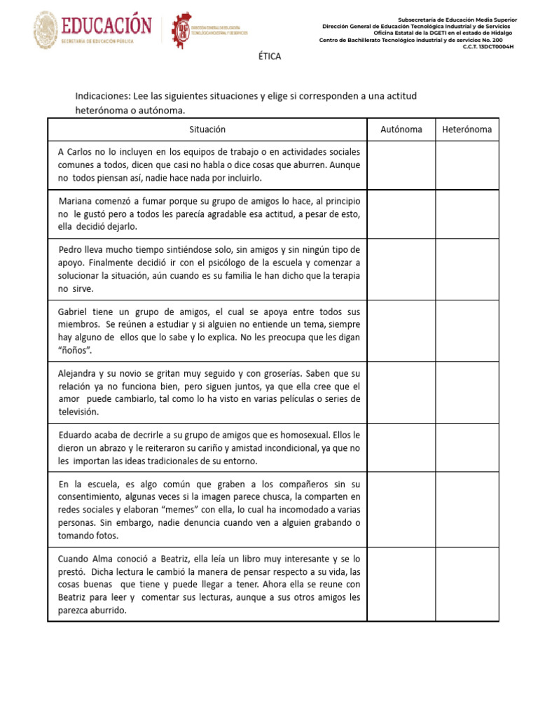Ética: Actitudes Autónomas y Heterónomas | PDF