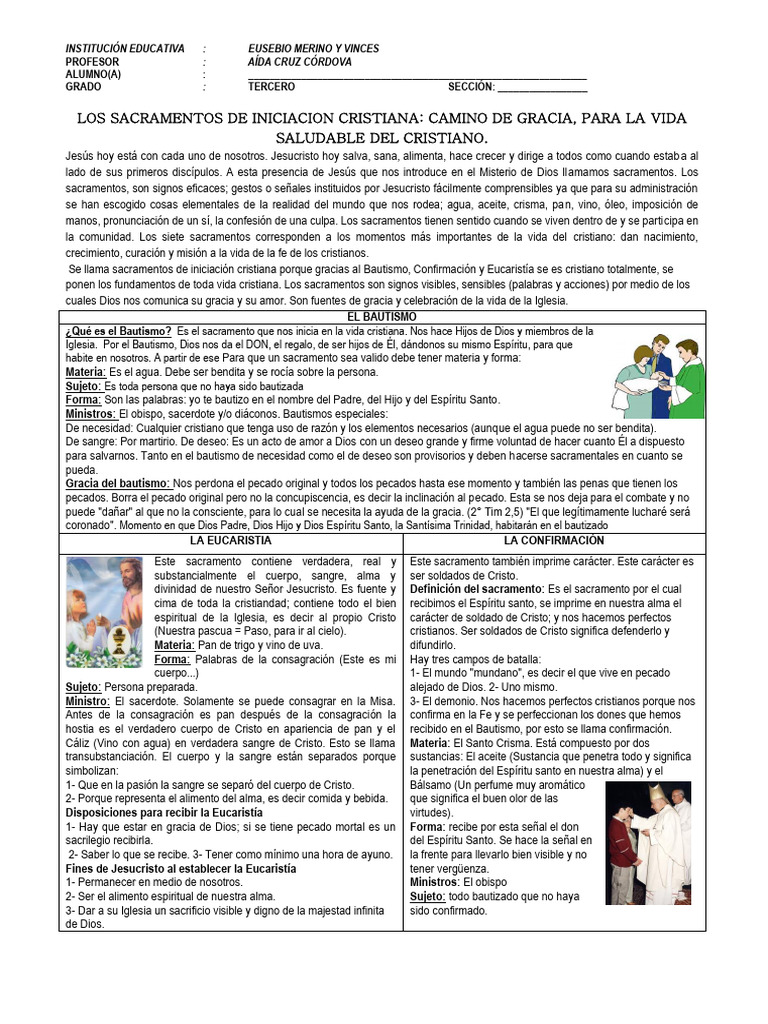 Tres Sacramentos de Iniciación Cristiana | PDF | eucaristía | Sacramentos