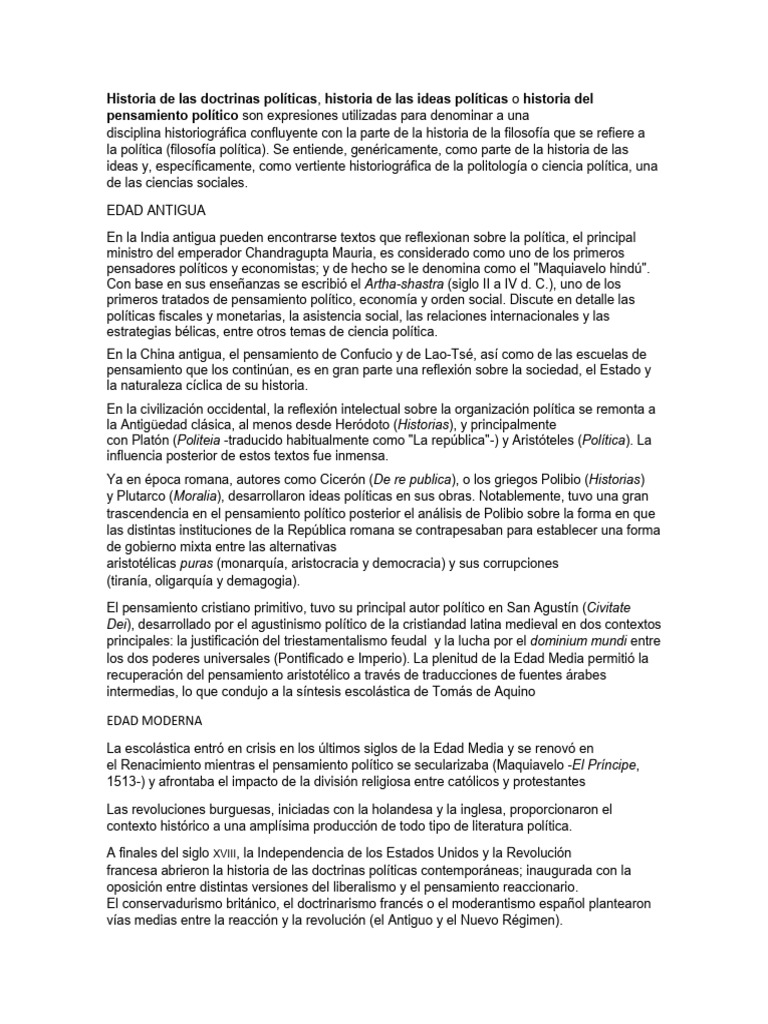 Historia de Las Doctrinas Políticas | PDF | Ciencias Políticas