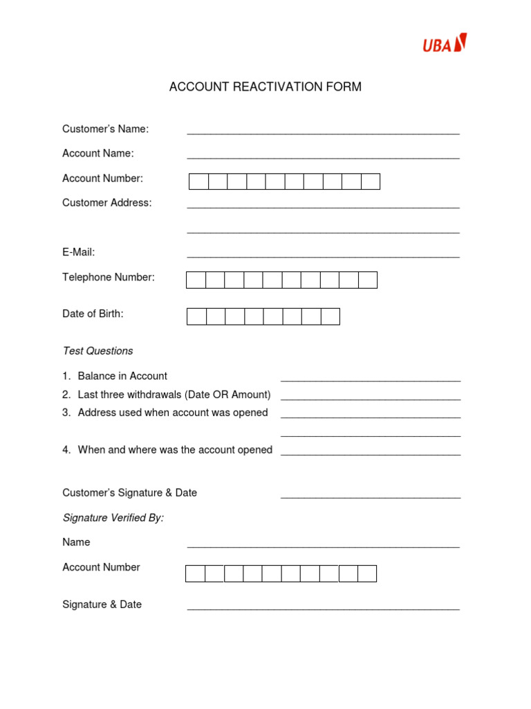 Account Reactivation Form | PDF