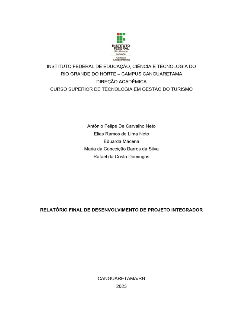 Relatório Do Projeto Integrador | PDF | Análise SWOT | Turismo