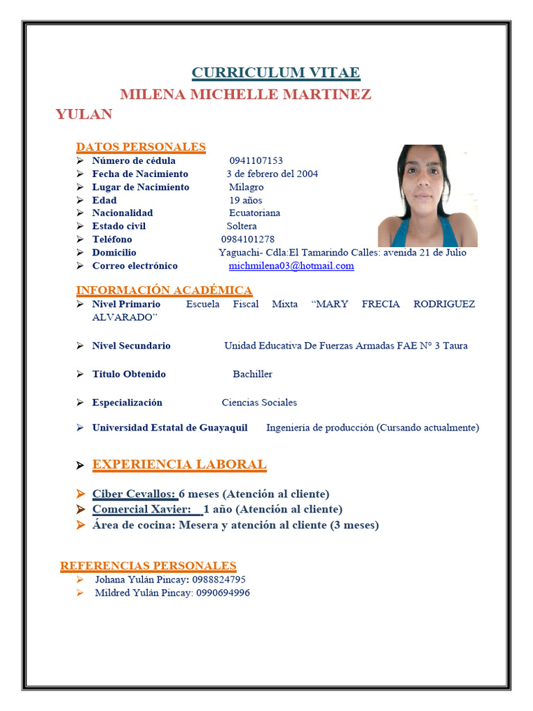 Curriculum Michelle Martinez | PDF