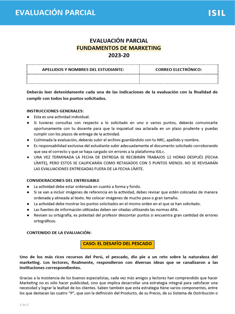 EXAMEN PARCIAL - Fundamentos de Marketing | PDF | Análisis FODA | Marketing