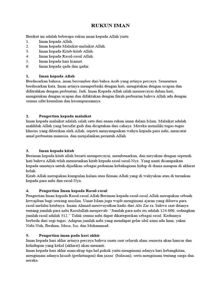 Rukun Iman, Islam & Hal Yg Merusak | PDF Rukun Iman, Islam & Hal Yg Merusak | PDF