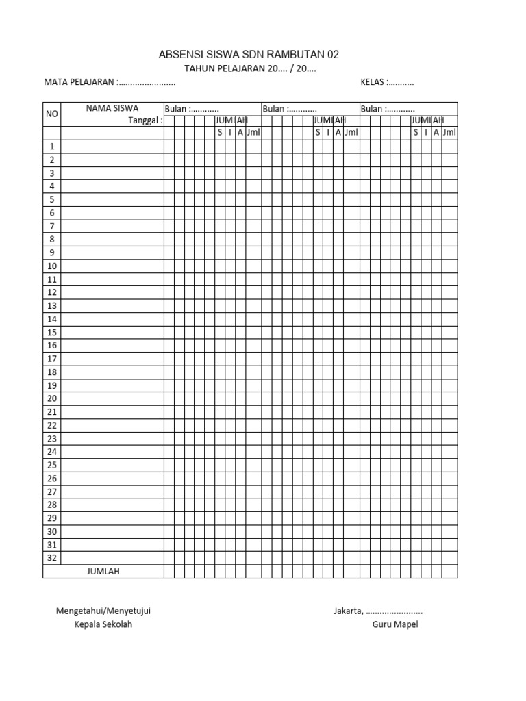 Absensi Siswa Guru Mapel | PDF