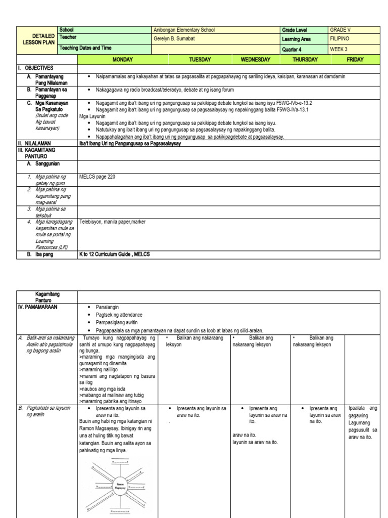 Sumabat - q4 DLL - Filipino Week 3 | PDF