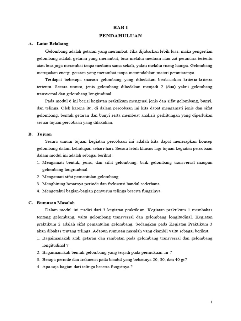 Laporan Praktikum Ipa SD Modul 6 Gelombang | PDF | Sains & Matematika Laporan Praktikum Ipa SD Modul 6 Gelombang | PDF | Sains & Matematika