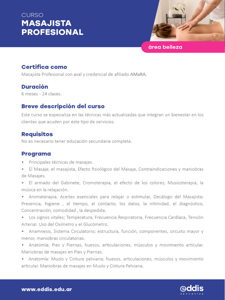 Programa Masajista Profesional | PDF | Masaje | Articulación
