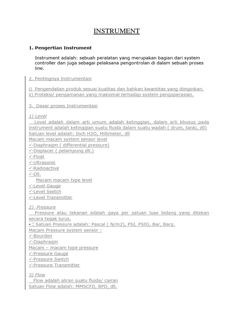 Dasar Dasar Instrument | PDF | Komputer | Teknologi & Rekayasa