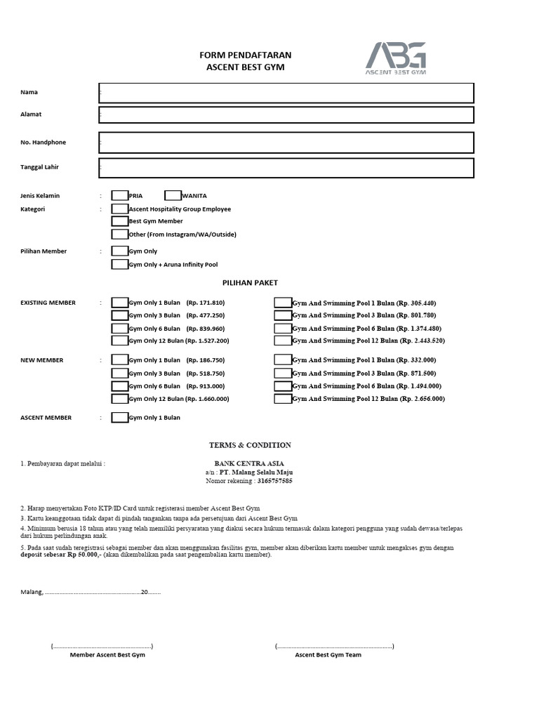 ABG Form Registerasi | PDF