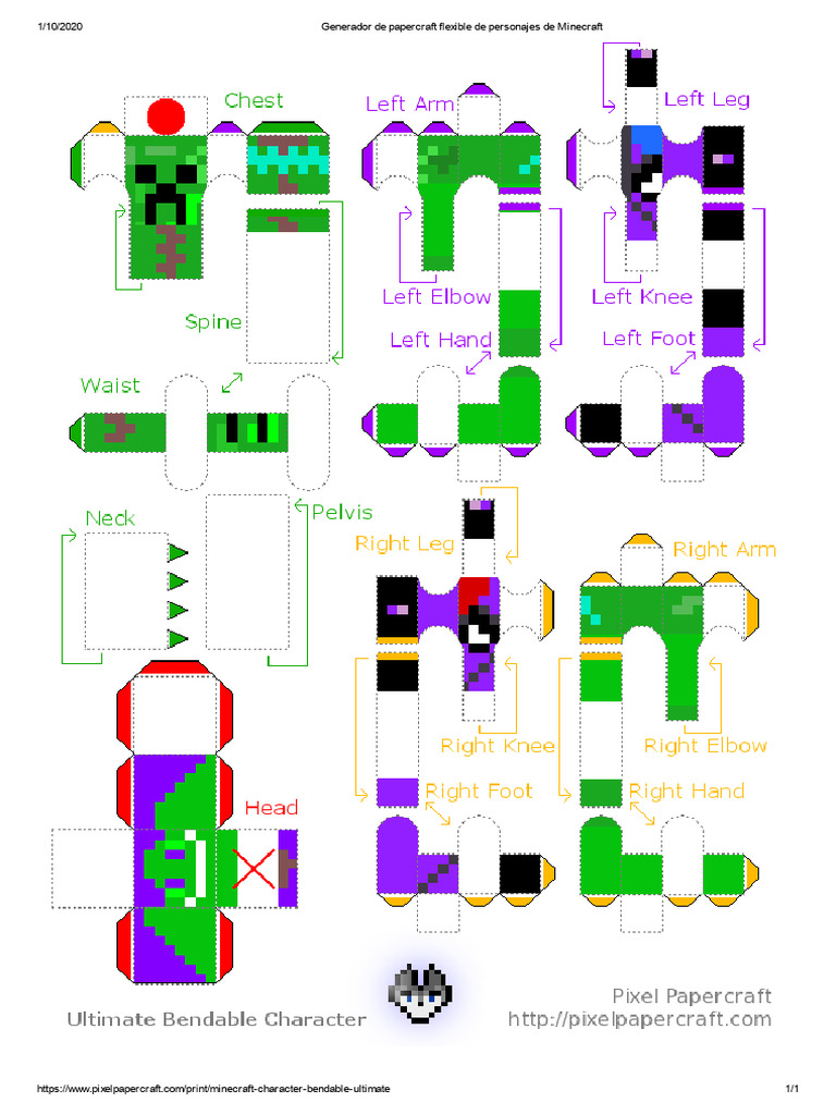 Generador de Papercraft Flexible de Personajes de Minecraft | PDF