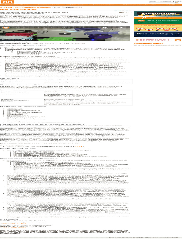 Collège Communautaire Du Nouveau-Brunswick - Nos Programmes | PDF