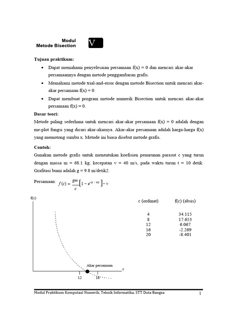 Materi 7 Komputasi Numerik - Metode Bisection | PDF | Metode & Bahan Ajar | Komputer